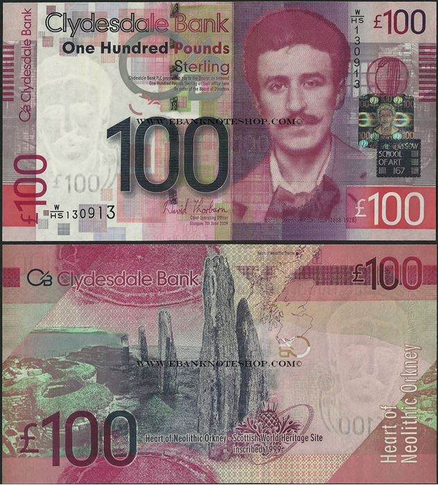 Ebanknoteshop. Scotland,P229M,100 Pounds,2009,Clydesdale