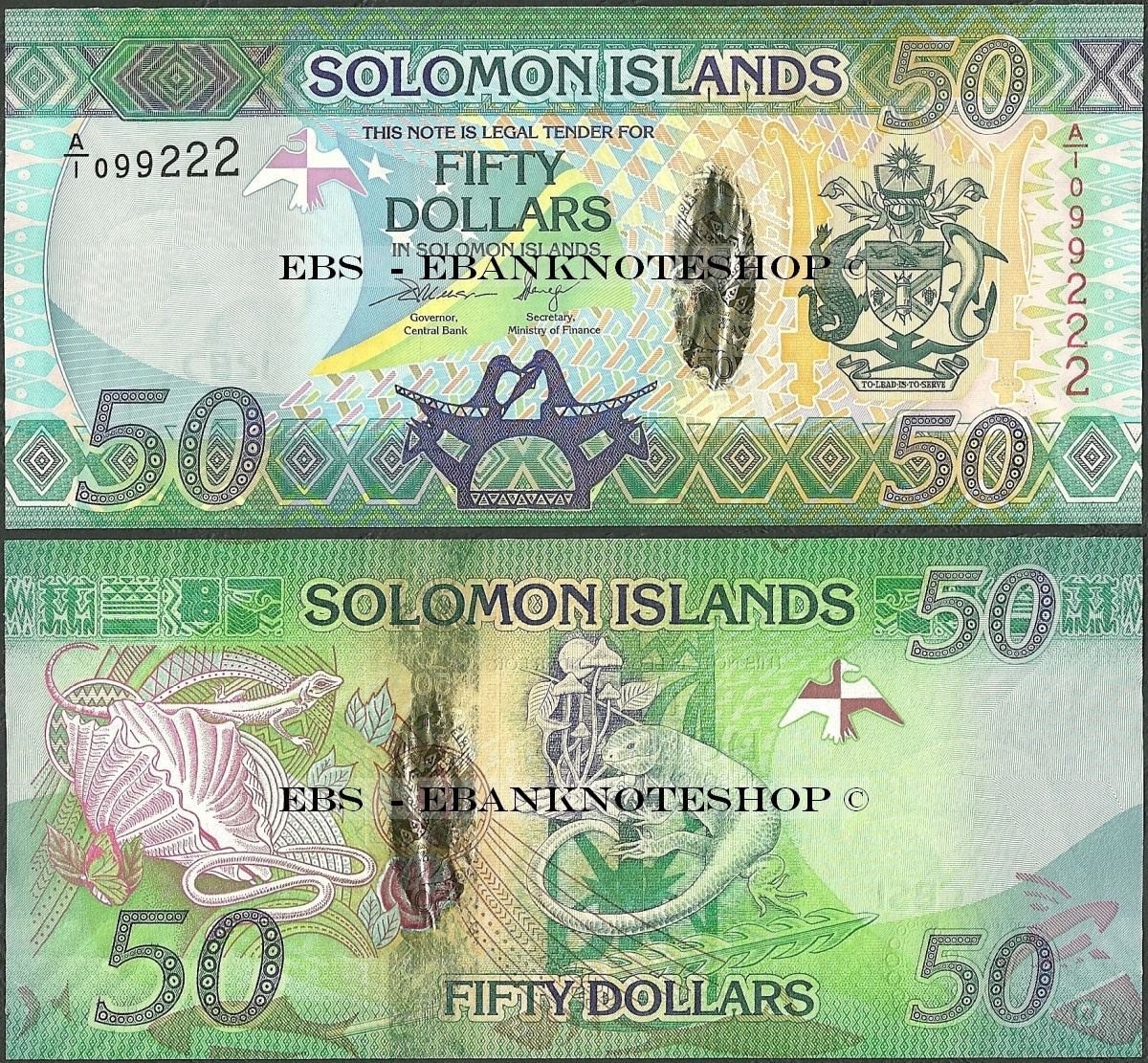 Ebanknoteshop. Solomon Islands,P35,B224,50 Dollars,2013,A/1