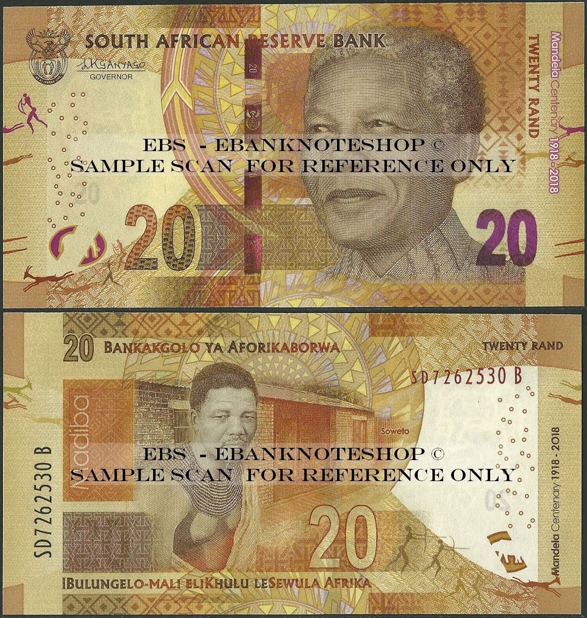 Ebanknoteshop. South Africa,P144,B773a,20 Rands,2018