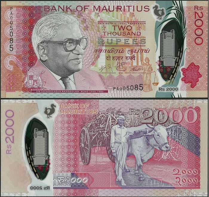 Ebanknoteshop. Mauritius,B436a,2000 Rupees,2018,Polymer