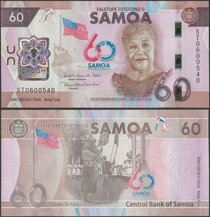 Ebanknoteshop. Samoa,60 Tala,2024,CHOGM Comm